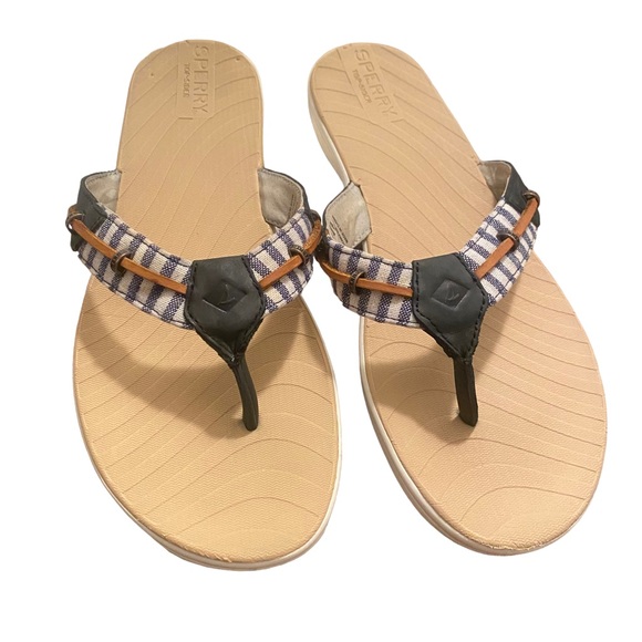 Sperry | Shoes | Sperry Sandals Size 8 White And Blue Flip Flops ...